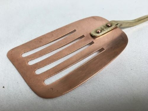 17” Long Copper Spatula with Twisted Brass Handle Kitchen Utensil Mint ...
