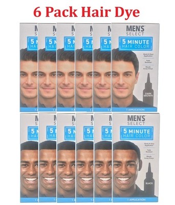 6pk Men's Select Hair Color Dye 5 minute Dark Brown and Black | eBay