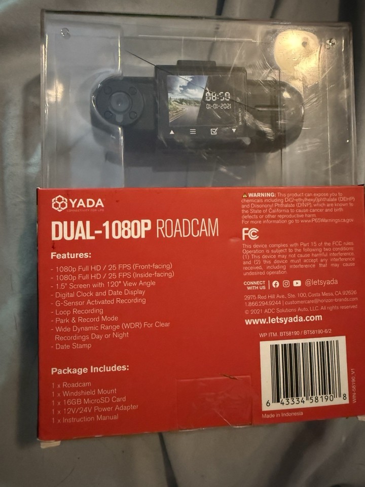 Yada 1080p Roadcam Dash Camera with G-Sensor Technology and Park Record ...