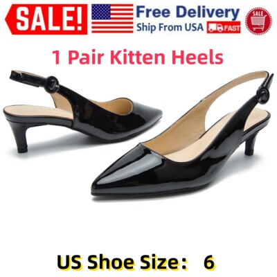 Fereshte Women's Slingback Low Kitten Heels Pumps Closed Toe Dress ...