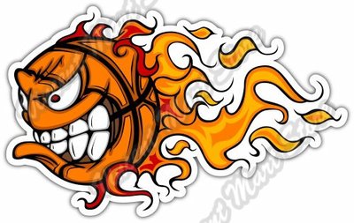 Angry Basketball Ball Flame NBA Smile Car Bumper Vinyl Sticker Decal 5 ...
