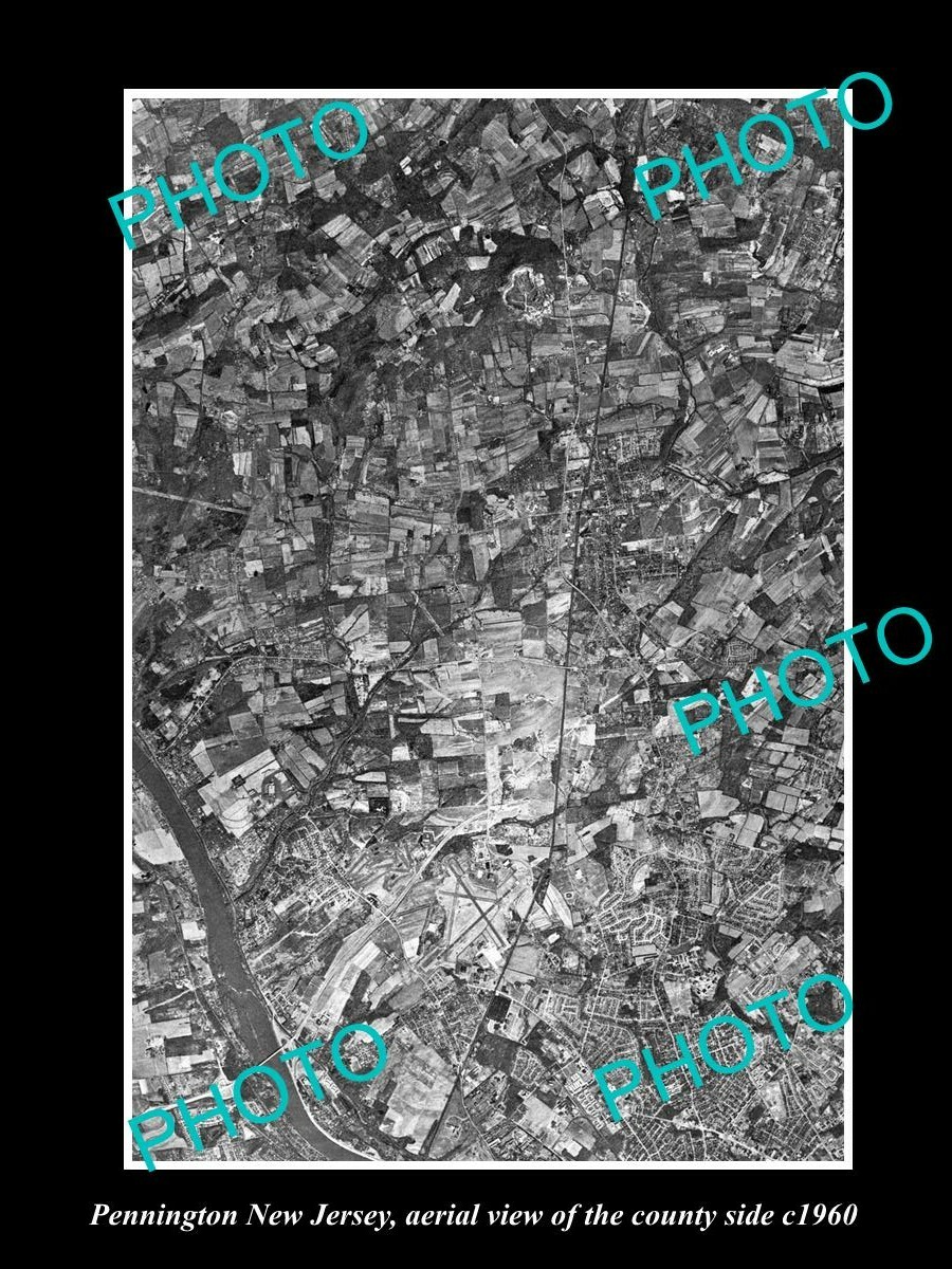 OLD POSTCARD SIZE PHOTO OF PENNINGTON NEW JERSEY AERIAL VIEW OF THE ...