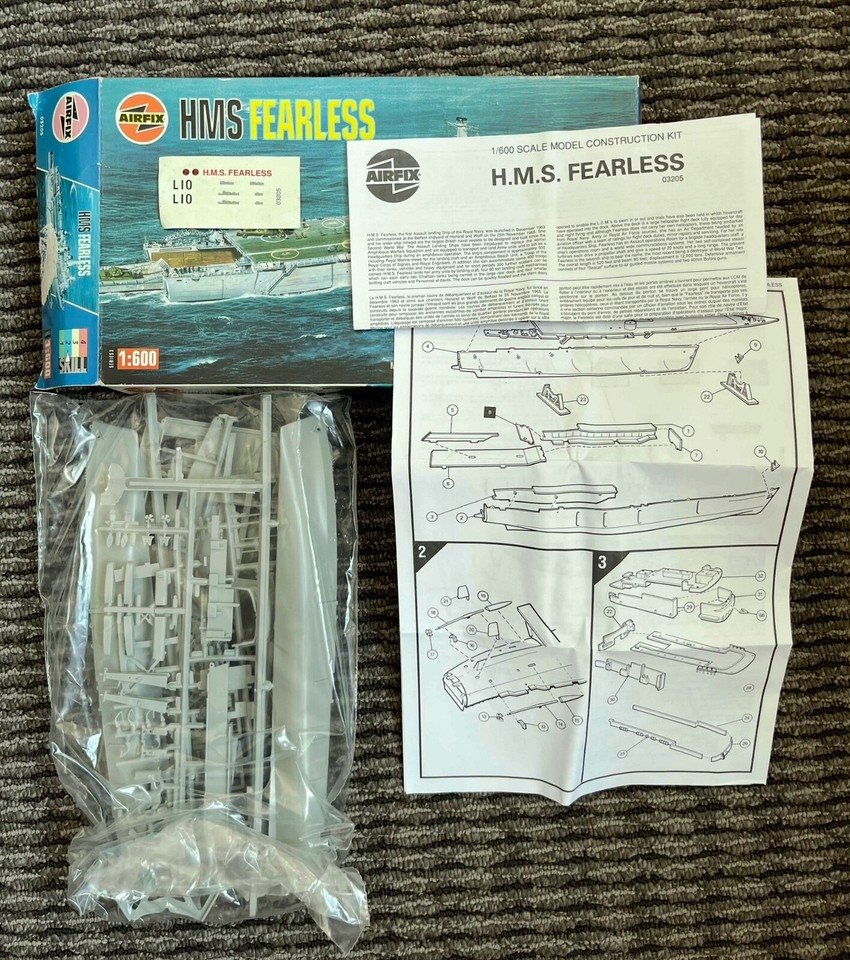 Airfix HMS FEARLESS Model Ship Kit Falklands Warship 1:600 #03205 Open ...