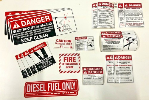 Generic Decal Set for Aerial Bucket Lift Boom Truck (23 Decals) Danger ...