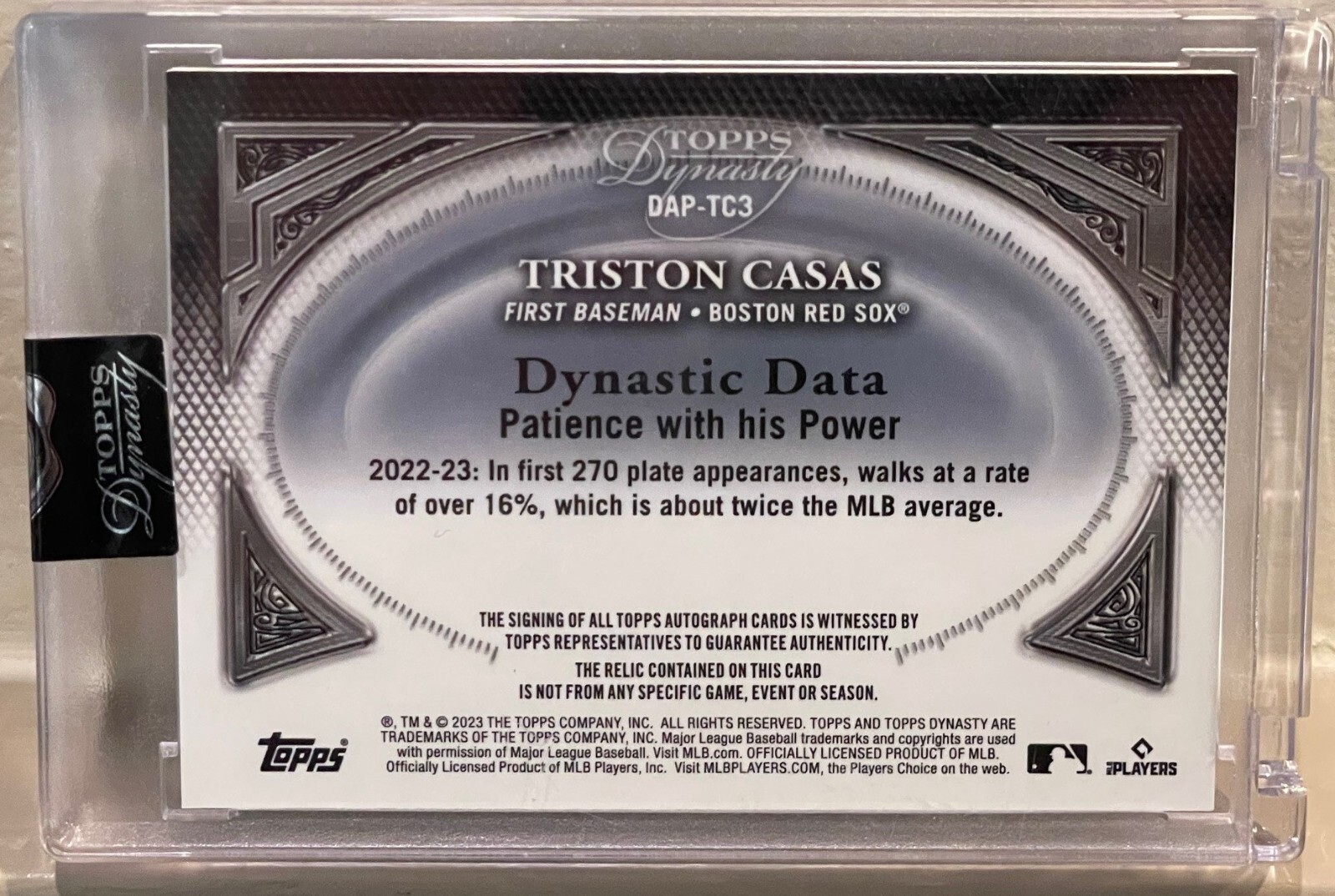 2023 Topps Dynasty Game Used Nike Patch Autograph TRISTON CASAS RC 1/1 ...