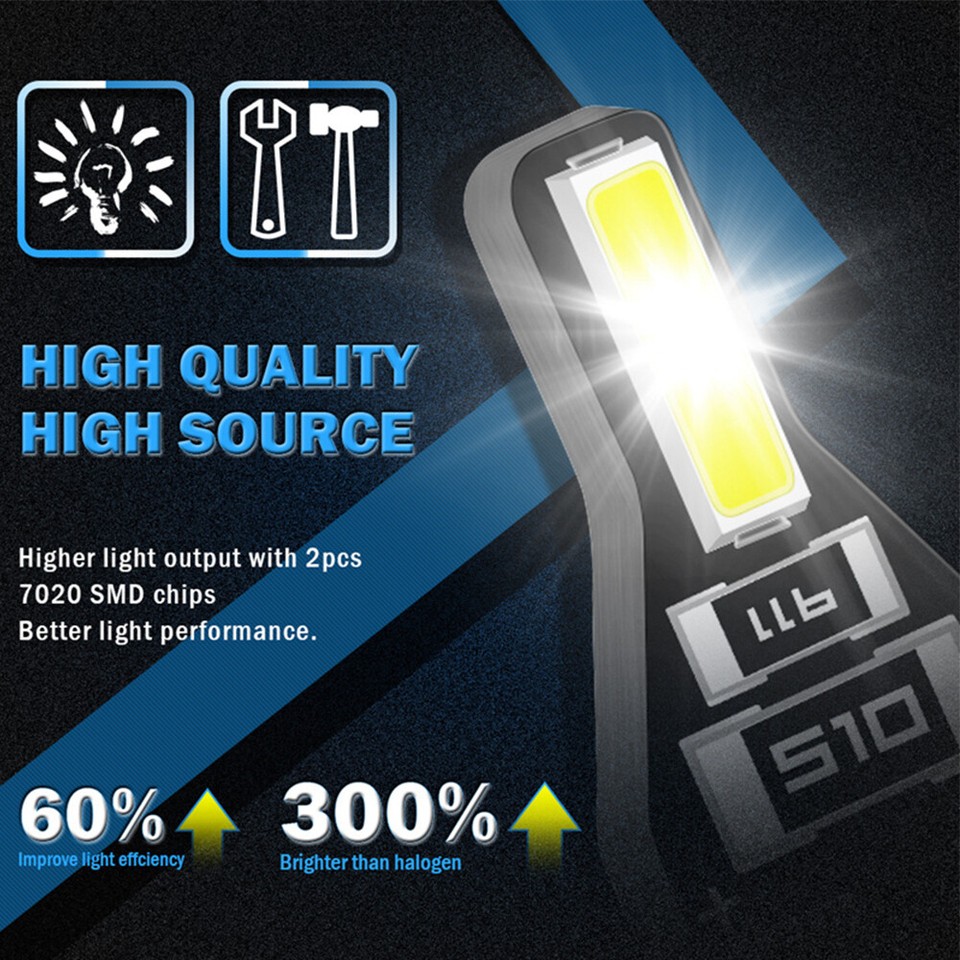 10x Upgarde 2SMD-7020 194 168 2825 T10 W5W LED Light Bulb White 6000K ...