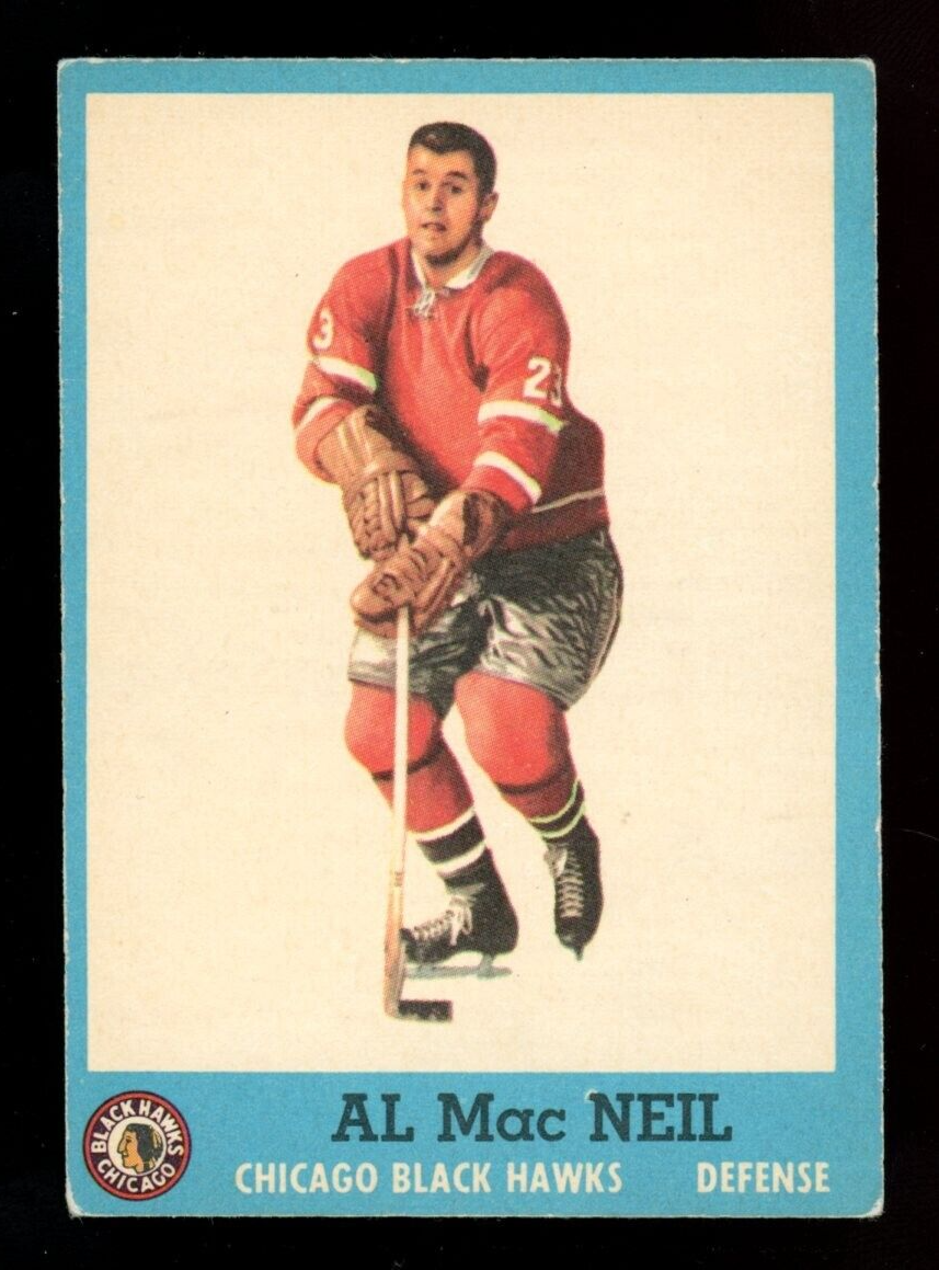 1962-63 TOPPS NHL HOCKEY #32 AL MacNEIL EX-NM Chicago Black hawks Card ...