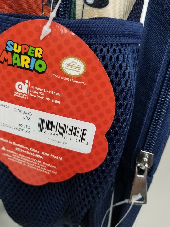 New Nintendo Super Mario 17” Backpack W padded Laptop Sleeve Book Bag ...