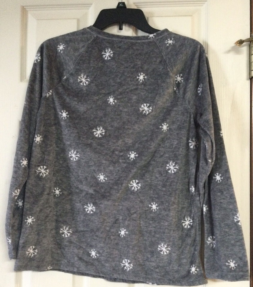Sonoma Womens Small Fleece Snowflake Long sleeve Shirt | eBay