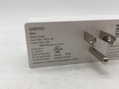 WeMo WiFi Enabled Mini Smart Plug White F7C063 FREE S/H | eBay