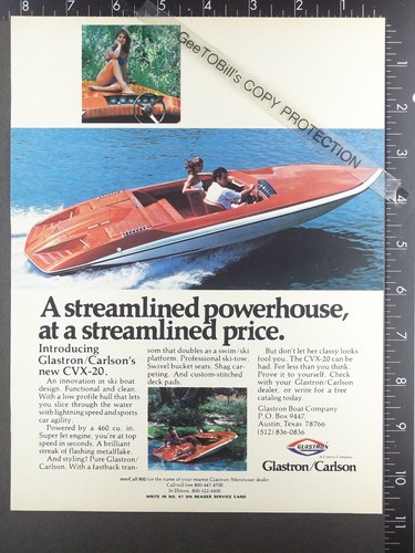 1976 ADVERTISING for Glastron Carlson 20 CVX-20 speed performance ski ...