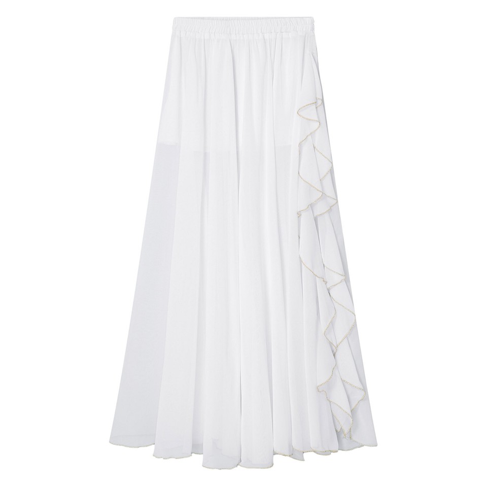 Womens Belly Dance Elastic Waistband Dancewear Flowy Skirt Costumes ...