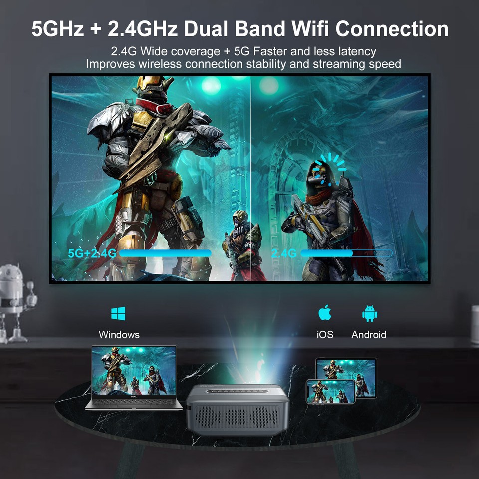 12000 Lumen HD Projector 1080P 5G WiFi Video Home Theater Cinema HDMI ...