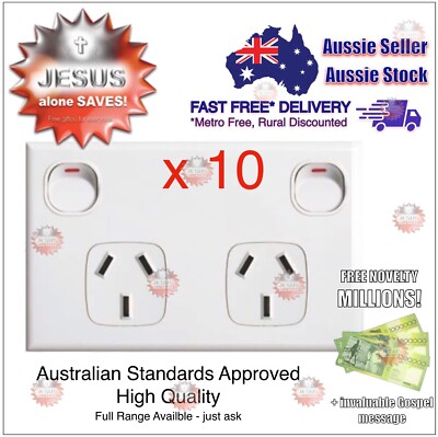 10 x DEXTON Double Power Point GPO Powerpoint 10A DXWGP02 Australian ...