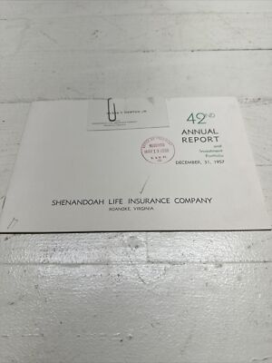 Shenandoah Life Insurance Company 42nd Annual Report 1957 | eBay