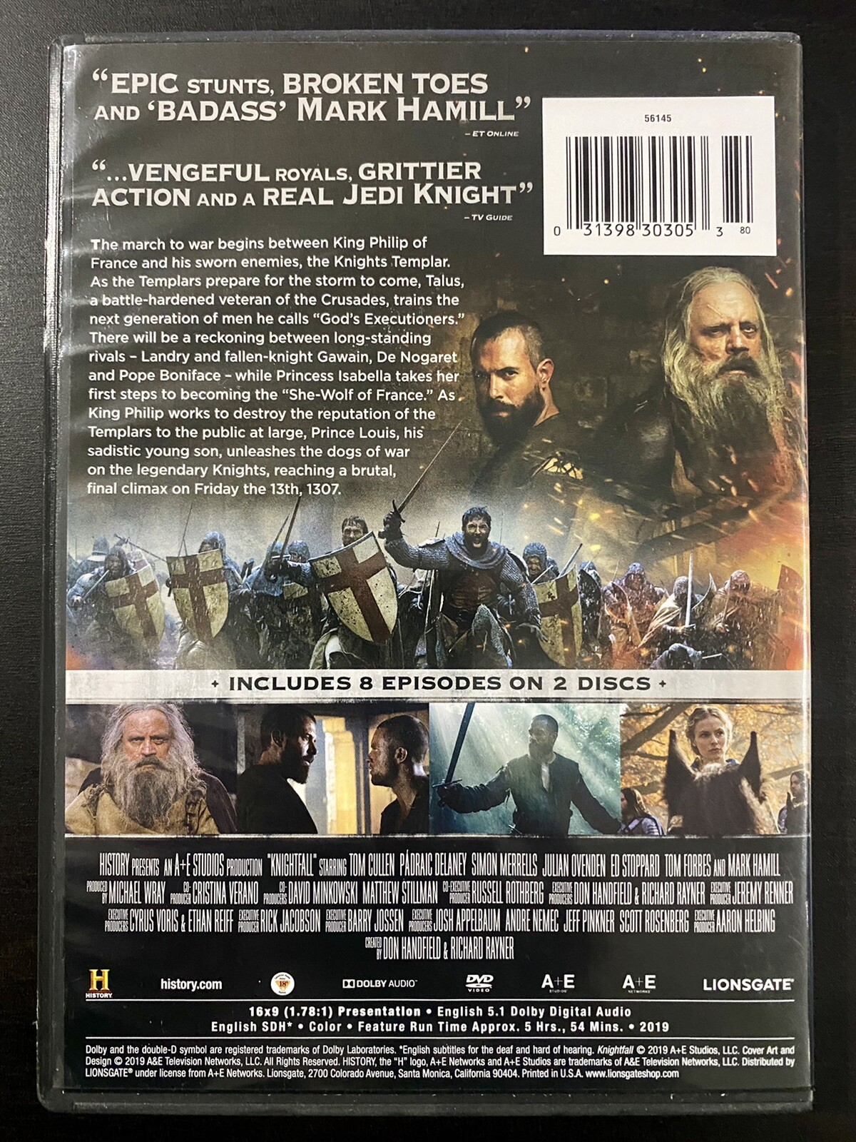 Knightfall Season 2 DVD 2019 Tom Cullen Mark Hamill 2 x Disc Series Two ...