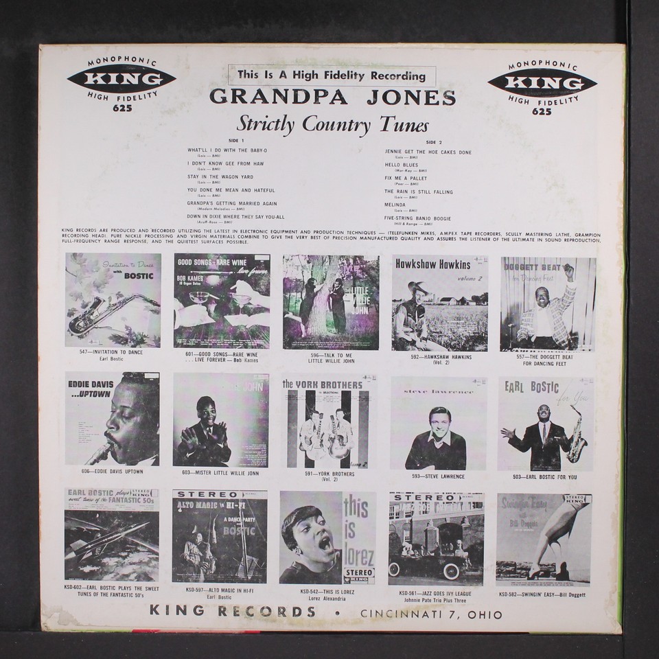 GRANDPA JONES: strictly country tunes KING 12" LP 33 RPM | eBay