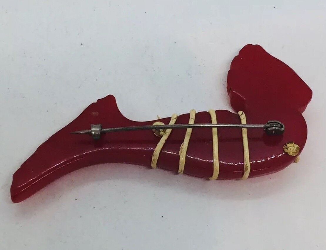 Antique Carved Red Bakelite Figural Seahorse Pin | eBay