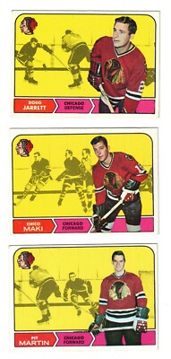 1968 Topps Hockey CHICAGO BLACK HAWKS 3 cards lot Maki Jarrett Martin ...