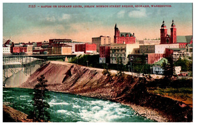Rapids on the Spokane River Washington Edward H Mitchell Postcard | eBay