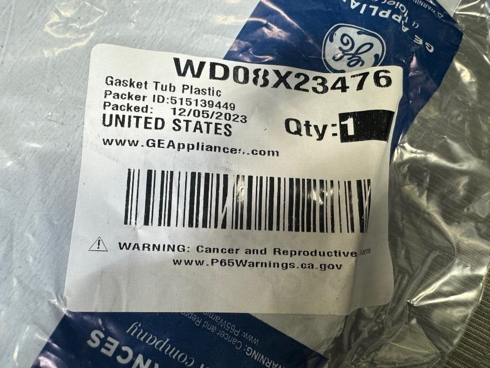 GE Replacement Part Dishwasher Gasket Tub Plastic WD08X23476 New ...