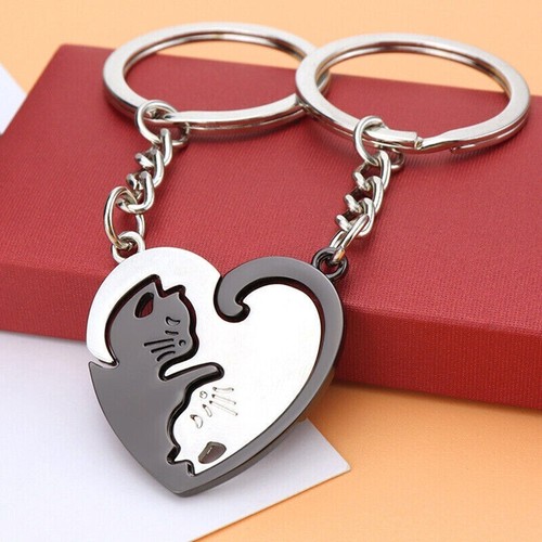 2pcs Yin and Yang Cat Key Chain Ring Set Couple Best Friends BFF ...