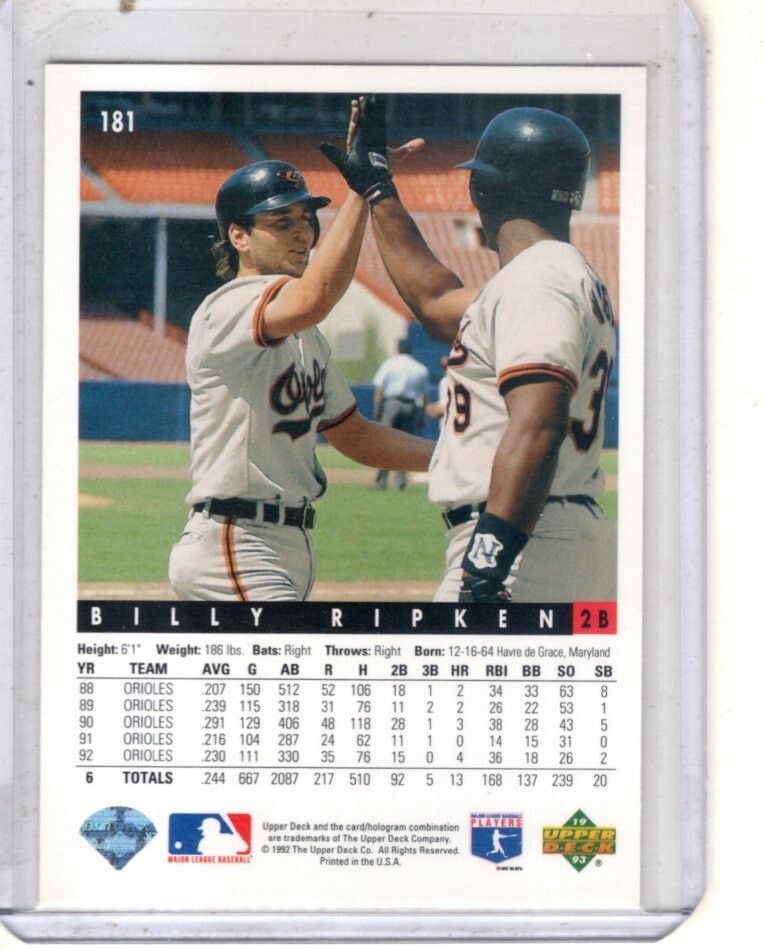 1993 Upper Deck - #181 Billy Ripken for sale online | eBay