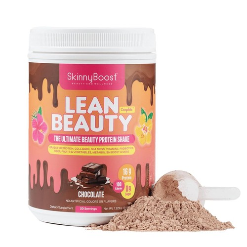 Lean Beauty Shake Protein Powder-Chocolate- Grass Fed Whey Protein ...