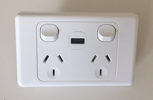 Double USB Power Point GPO 10A Home Plug Socket Switch Wall outlet ...