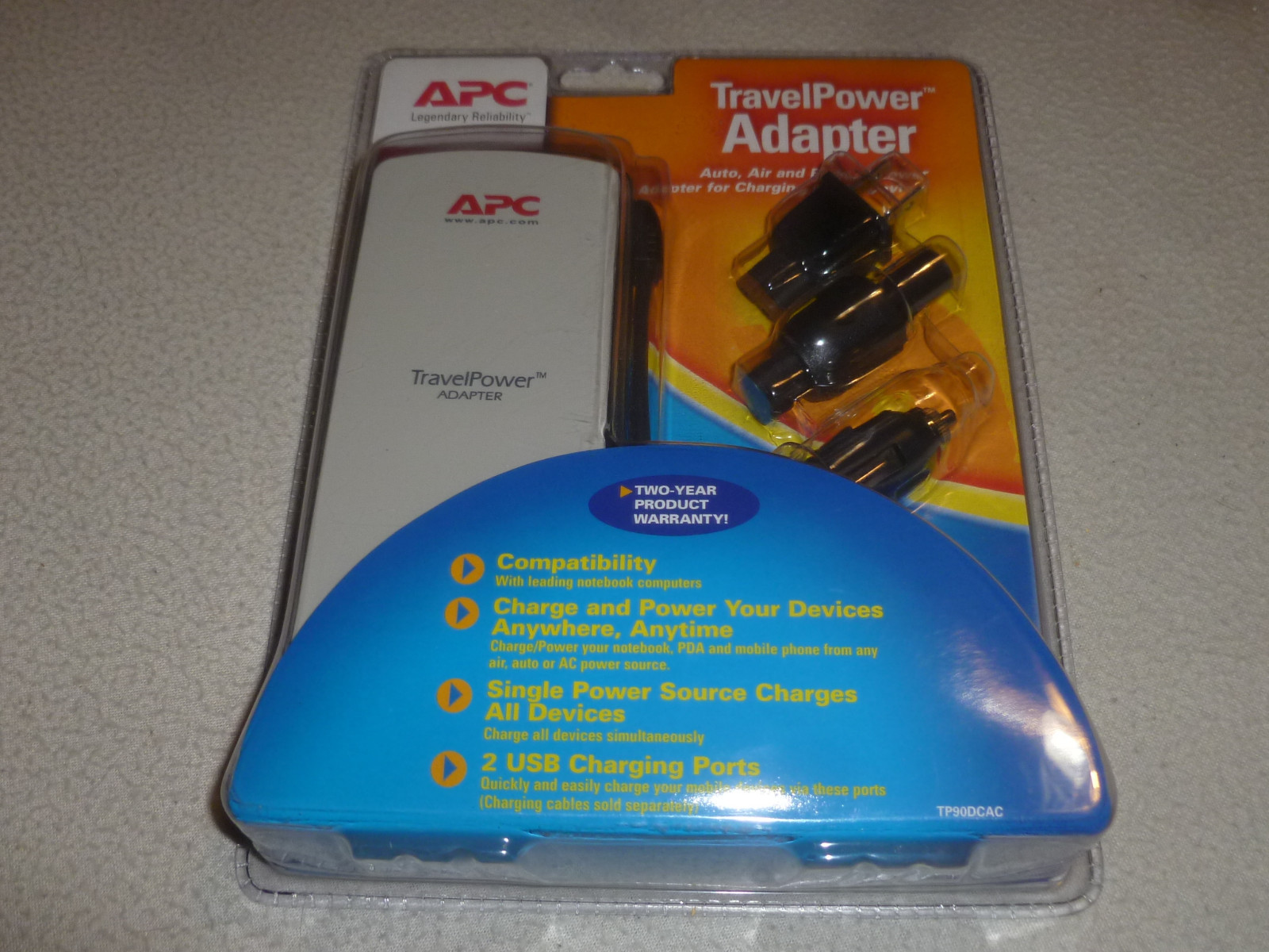 BRAND NEW APC TRAVEL POWER ADAPTER TBA90DCAC USB CHARGING PORTS | eBay