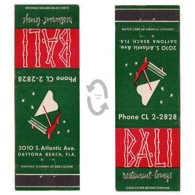 Vintage Matchbook Cover Bali Restaurant Daytona Beach Florida 1950s ...
