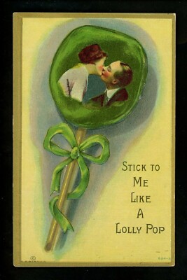 Lollipop Series Vintage postcard R.G. Rasquin #624 embossed love couple ...