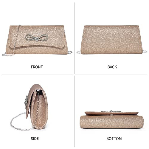 Womens Evening Bag Sparkly Bow Clutch Purse Wedding Prom Formal ...