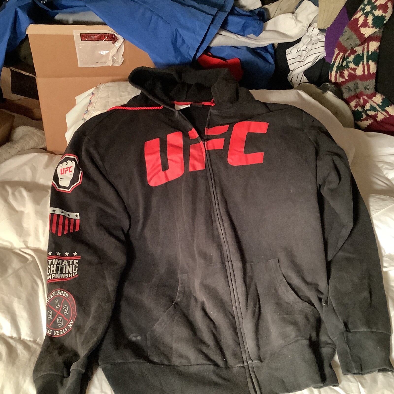 [RARE] VTG UFC ZIP UP BLACK HOODIE SZ XL SCARCE DANA … - Gem
