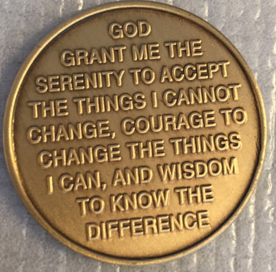 Serenity Prayer Medallion AA Alcoholics Anonymous Bronze Chip Coin ...