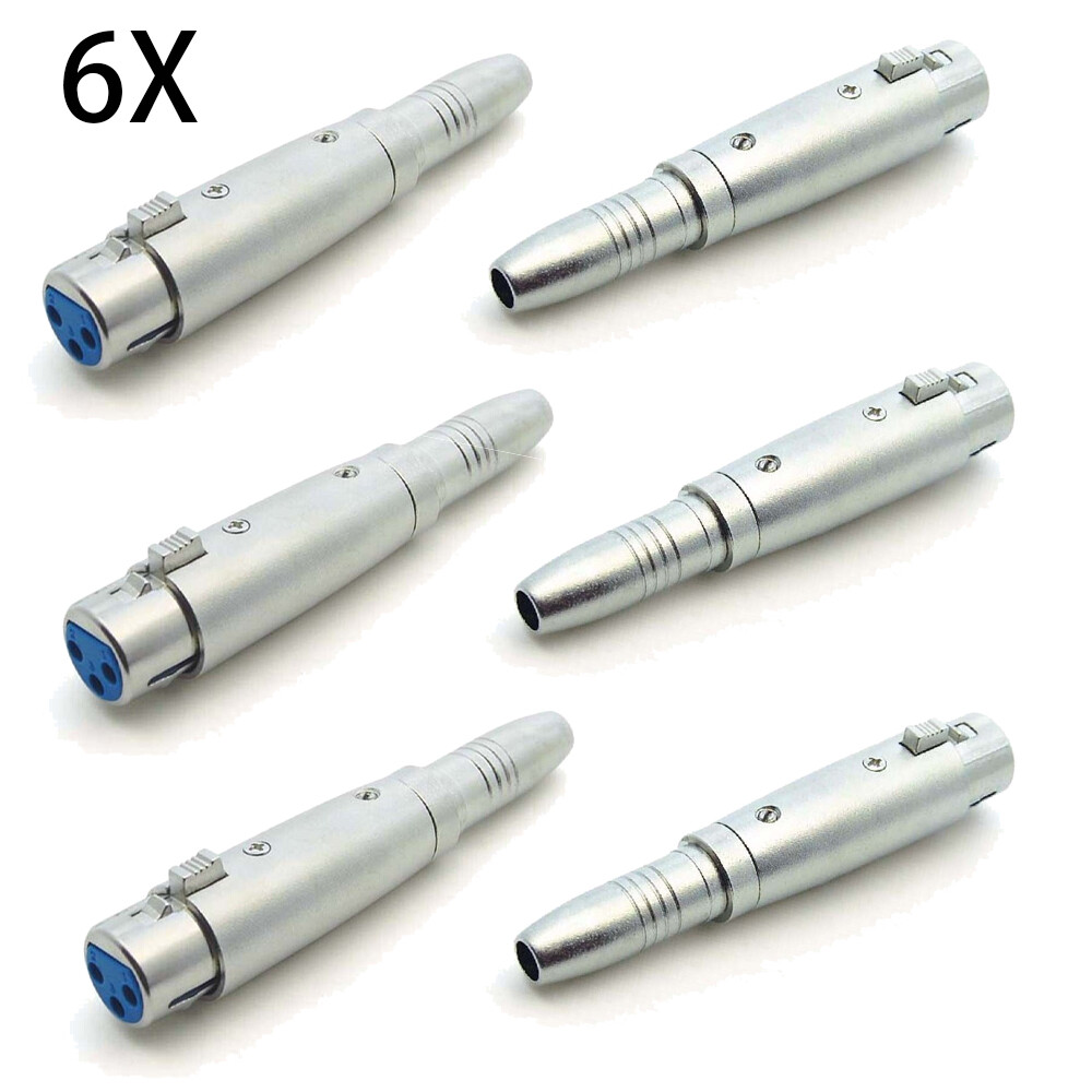 6pcs XLR 3 Pin Female to 6.35mm 1/4" Female Stereo Audio Mic Adapter ...