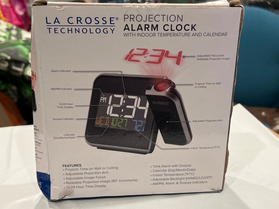 La Crosse Technology Projection Alarm Clock with Indoor Temp - New ...