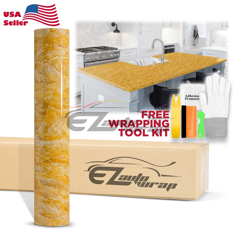 Gloss / Matte Marble Granite Effect Vinyl Wrap Self Adhesive Counter ...