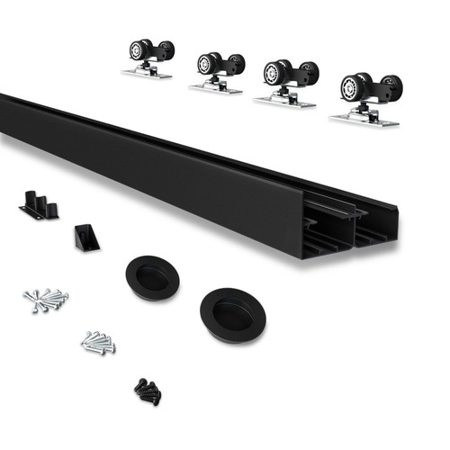 6FT Heavy Duty Bypass Door Hardware with Finger Pulls,Sturdy Aluminum ...