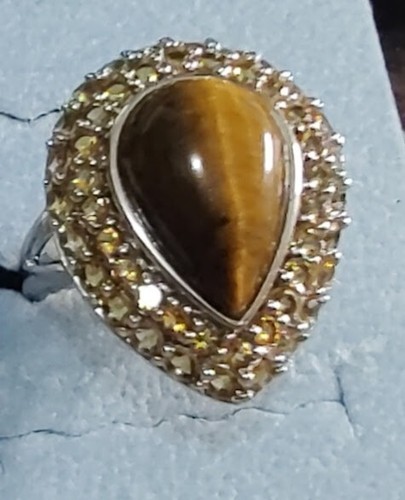 Vintage Signed EA 925 Sterling Silver Tiger’s Eye Ring Size 9 ((Z3)) | eBay
