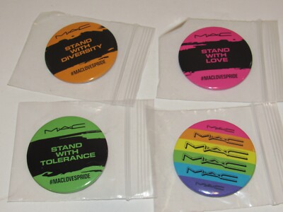 4 MAC Pride Pin Set #MACLOVESPRIDE Rainbow Green Pink Orange Tolerance ...