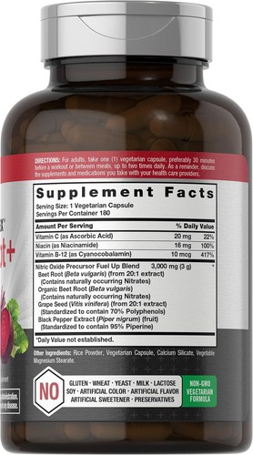 Horbaach Nitric Oxide Beet Root Capsules with Nitrates 180 Count | eBay