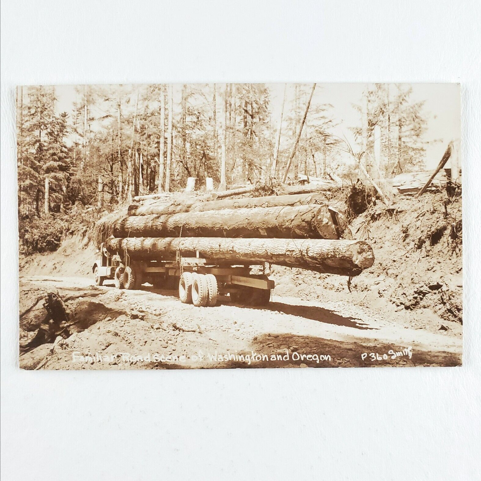 Pacific Northwest Logging Truck RPPC Postcard 1950s Washington Oregon ...