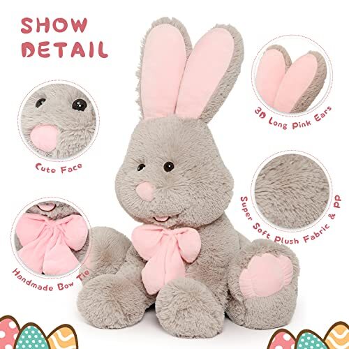 Giant Bunny Stuffed Animal-31.5" Large Stuffed Bunny, Grey Easter ...