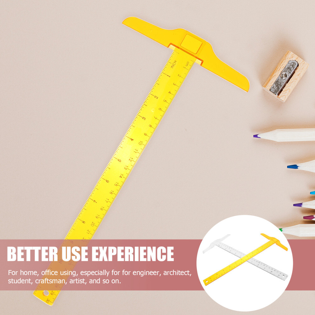 2 Pcs T-shaped Ruler Clear Plastic Rulers Child Measure off Shapes ...