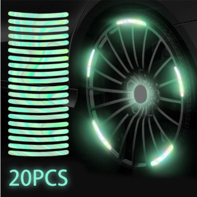 20Pcs Reflective Multiclolor Car Wheel Rim Vinyl Decal Stickers Car ...