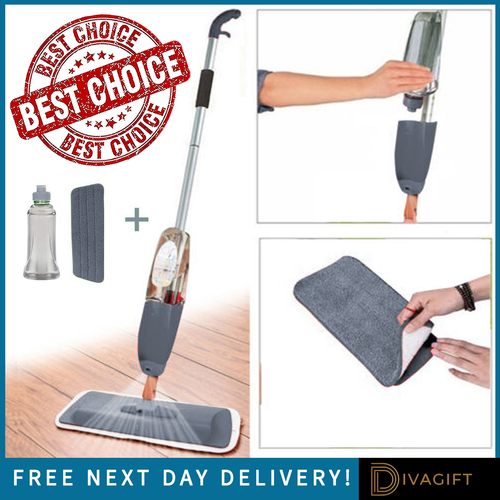 GREY SPRAY MOP MICROFIBRE WATER SPRAYING FLOOR CLEANER FOR KITCHEN ...