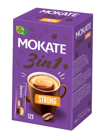 Mokate 3in1 Strong Intense Instant Coffee 4 x Packs (64 Sachets Total ...