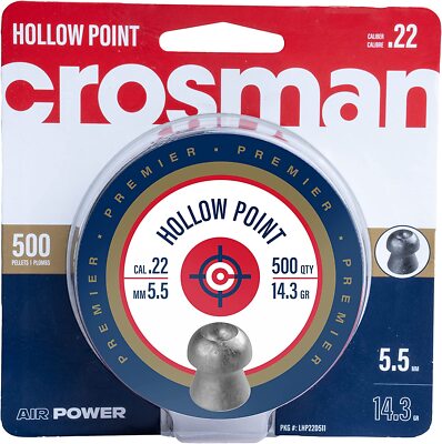 Crosman Rifle Hunting Pellets Gun Hollow Point .22 Caliber 14.3 Grain ...