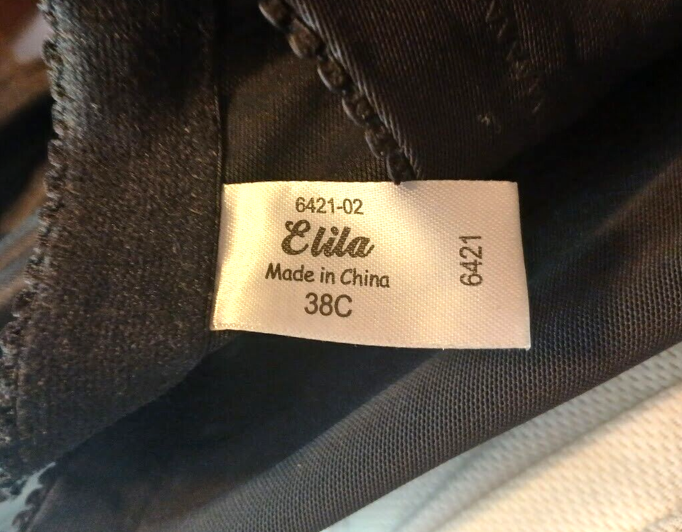 Elila 6421 Black Boned Underwire Strapless Longline Bra Size 38C | eBay